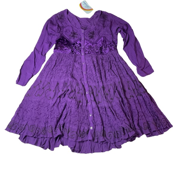 Advance Apparels | Dresses | Vintage Embroidered Dress Renaissance Flare Knee Length Purple ...